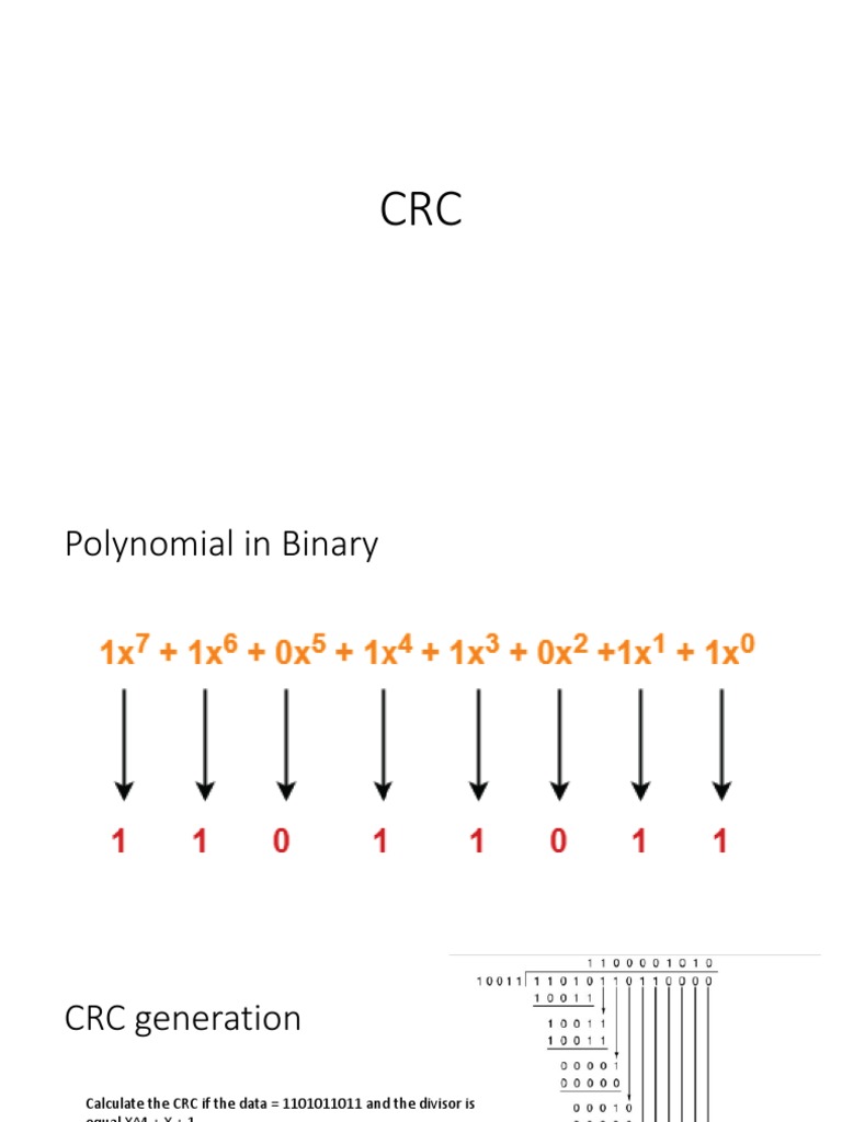 Calculating and Verifying CRCs Using Binary Polynomials for Error Detection in Data Transmission ...