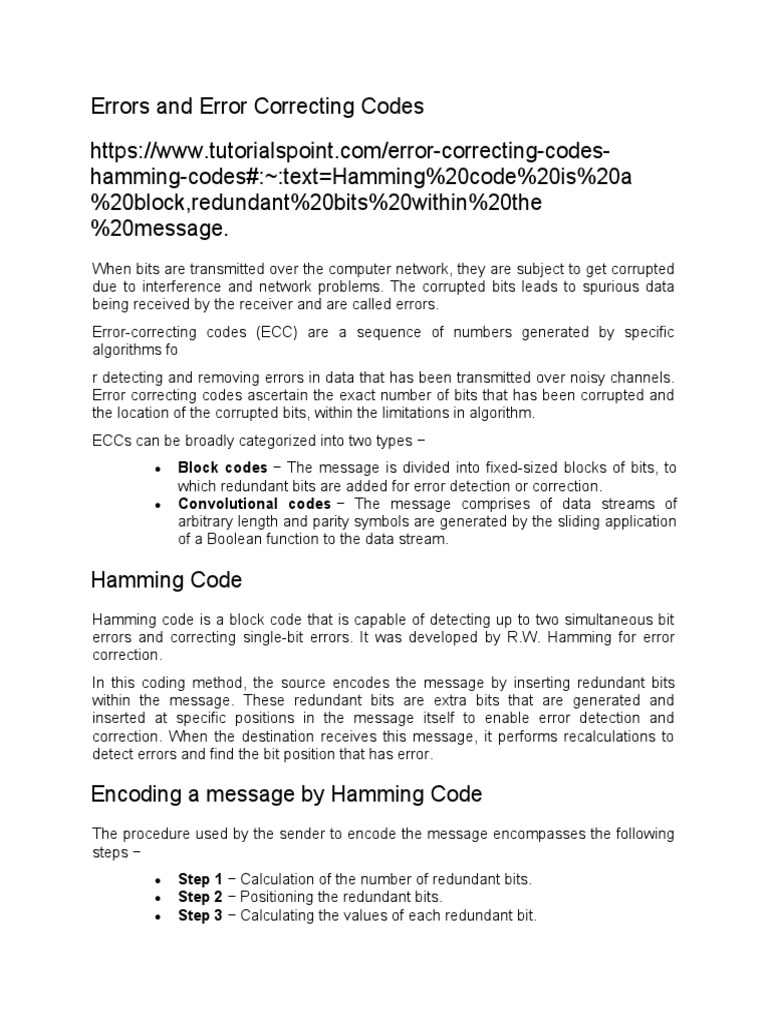 03 Error Correcting Codes | PDF | Error Detection And Correction | Computer Architecture