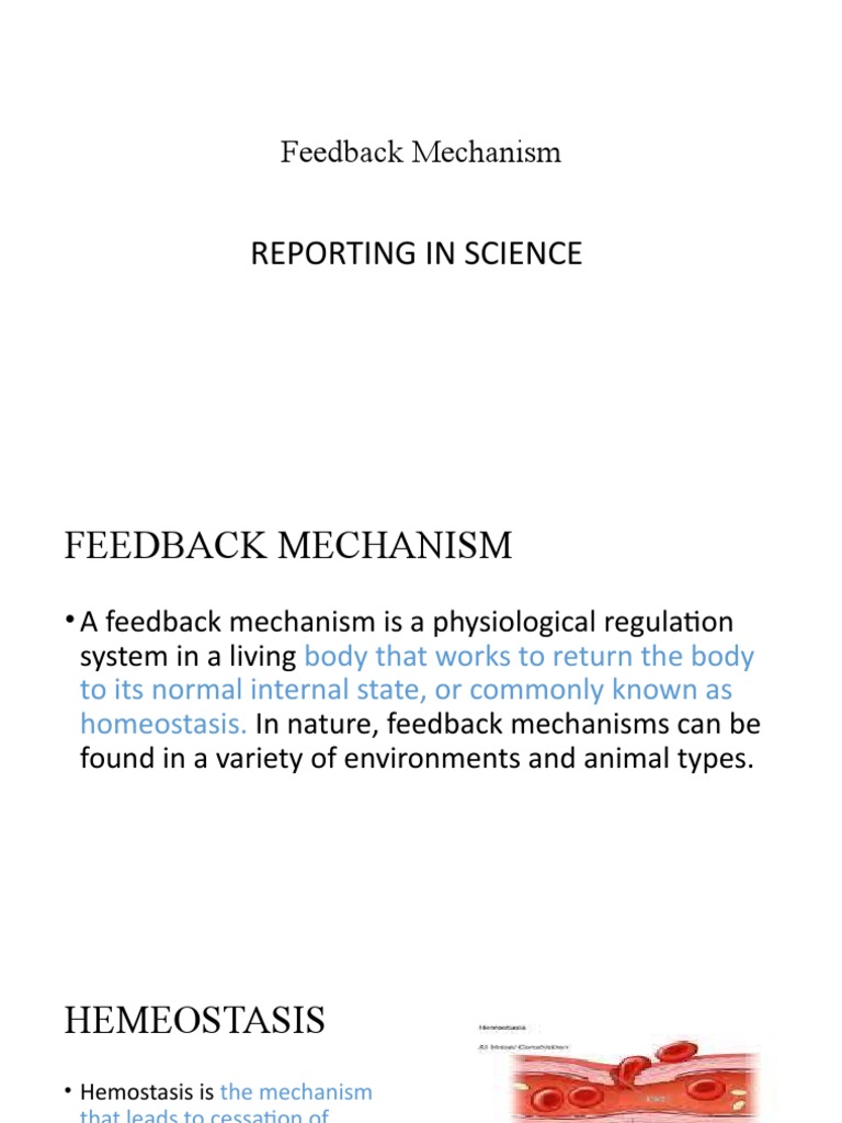 Feedback Mechanism Sitti Selina B. Saman | PDF | Hemostasis | Homeostasis