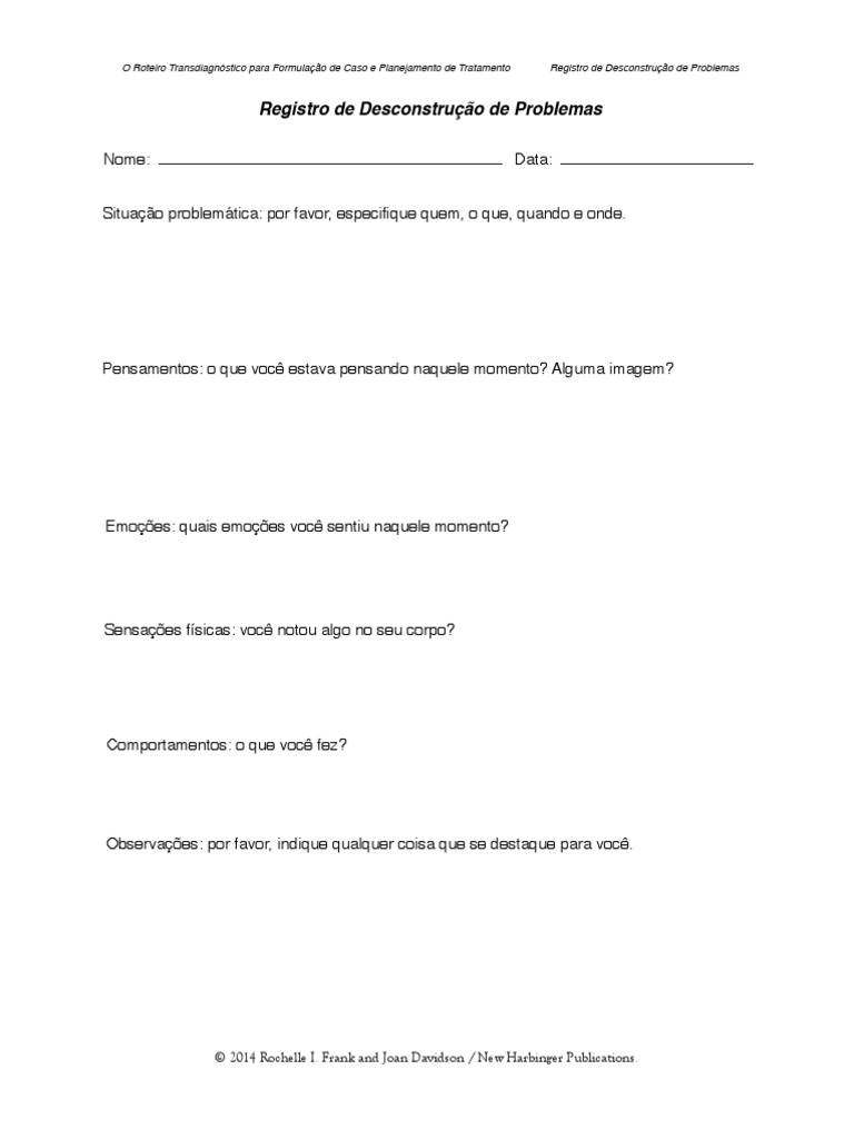 Transdiagnostic Road Map (Inicialmente Traduzido) | PDF