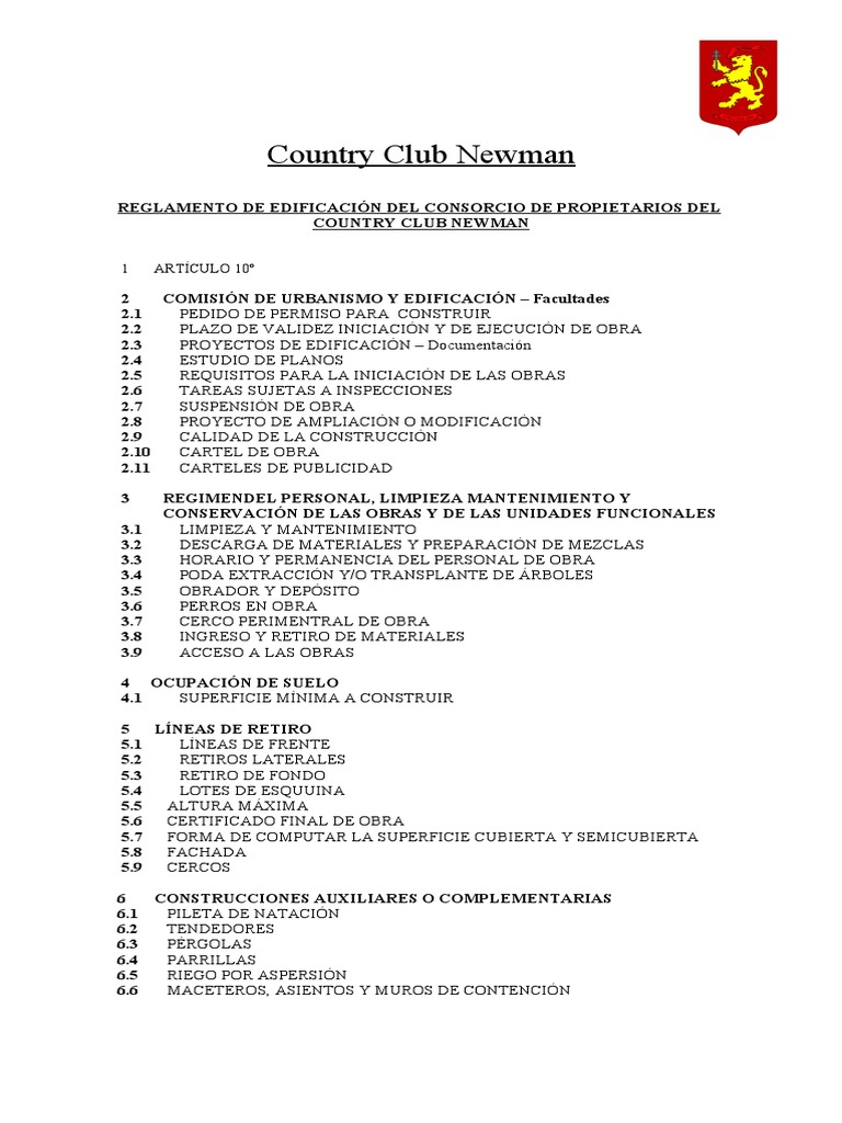 Reglamento Club Newman | PDF | Comisión Europea | Condominio