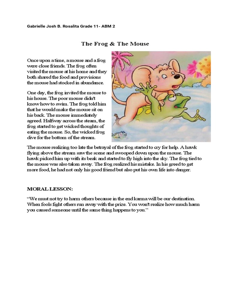 The Frog & The Mouse: Moral Lesson | PDF