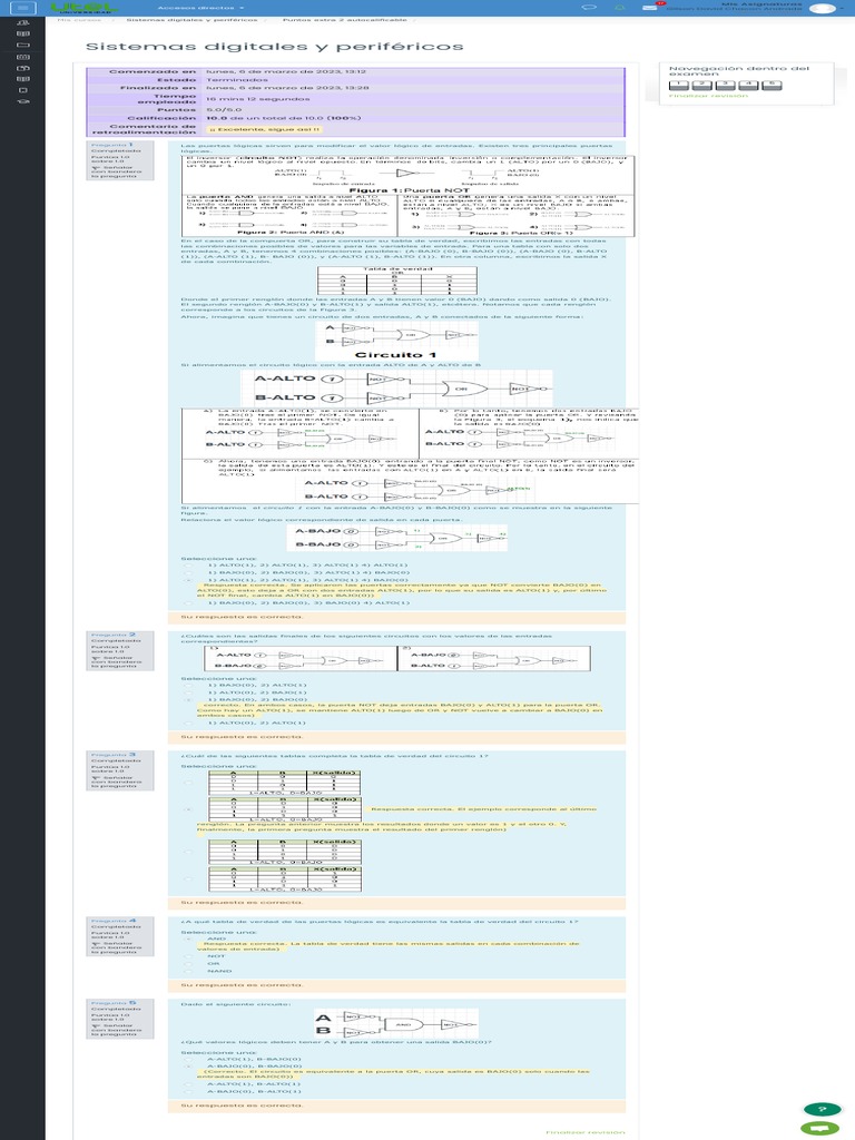 Puntos Extra 2 Autocalificable:Digitales | PDF | Puerta lógica | Informática