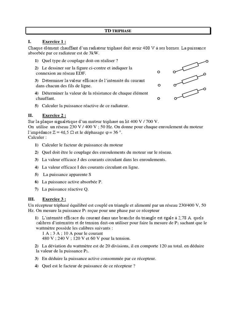 TD Triphase | PDF | Puissance (physique) | Grandeur physique