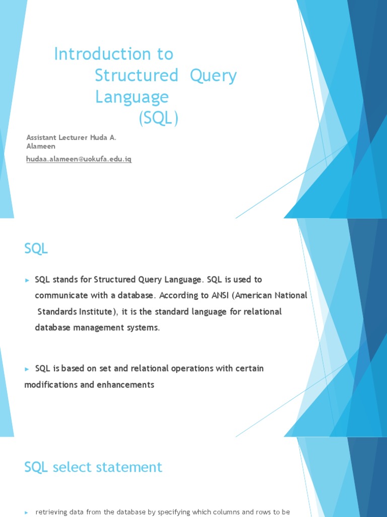 Introduction To SQL | PDF | Sql | Computer Data