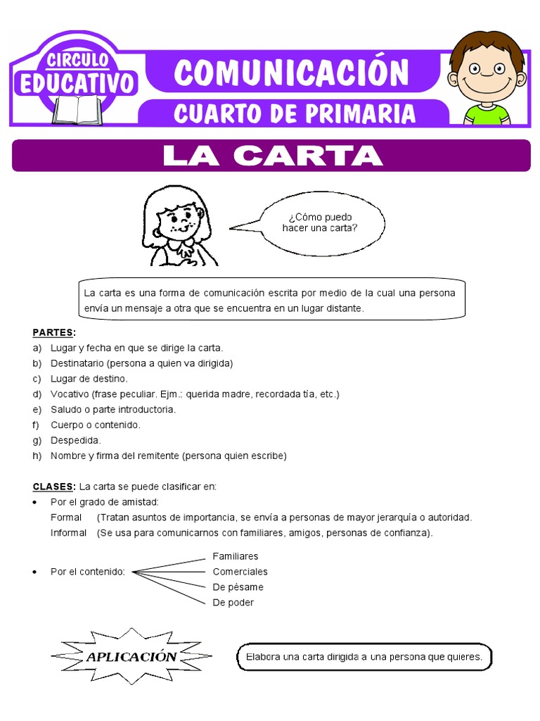 La Carta Para Cuarto De Primaria Pdf