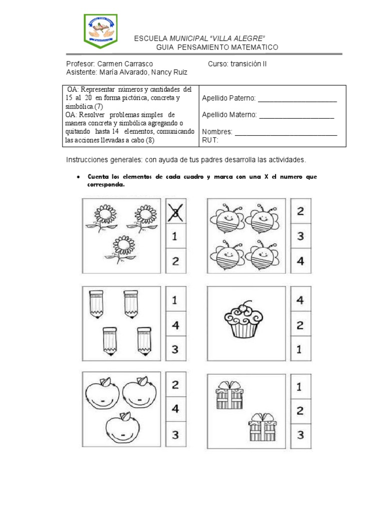 Guia Matematica Kinder Pensamiento Matematico | PDF