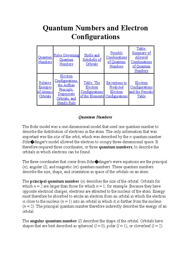 Quantum Numbers And Electron Configurations Pdf Atomic Orbital