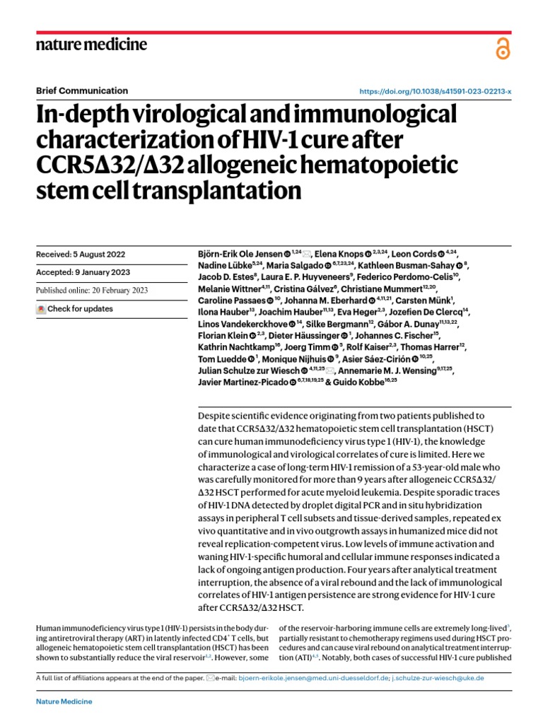 In-depth virological and immunological characterization of HIV-1 cure after CCR5Δ32/Δ32 ...