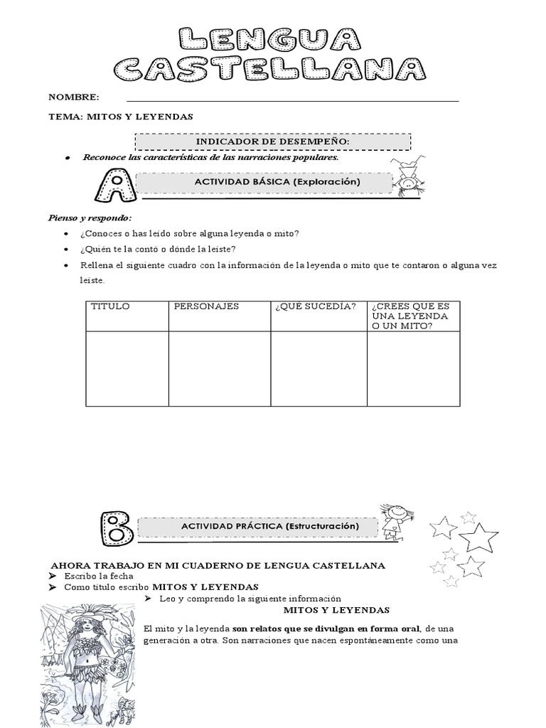 Mitos y Leyendas - Grado Quinto | PDF | Mitología | Leyendas