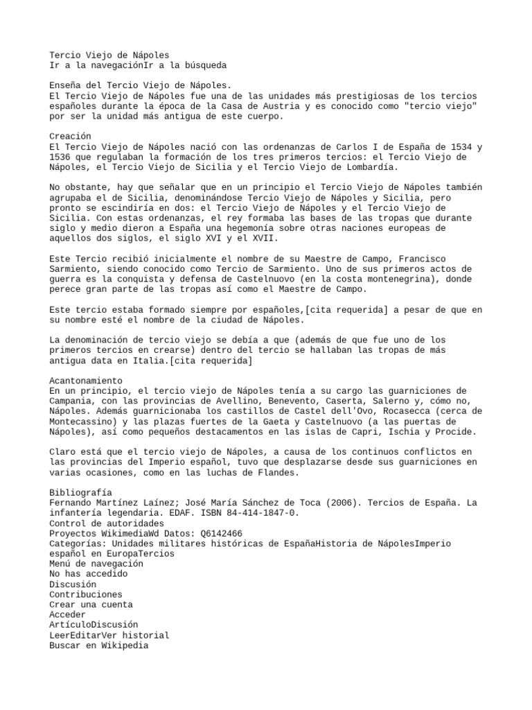 Tercio Viejo de Nápoles | PDF | Nápoles | Wikipedia