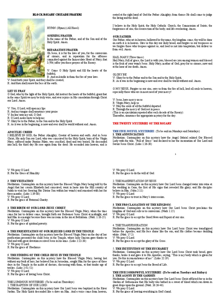 Block Rosary Crusade Prayers | PDF | Mary, Mother Of Jesus | Jesus