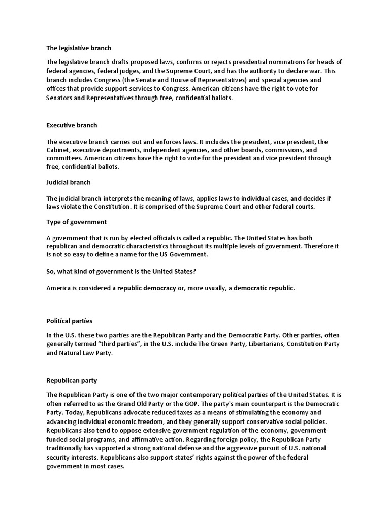 Us Political System | PDF | American Government | Presidents Of The ...