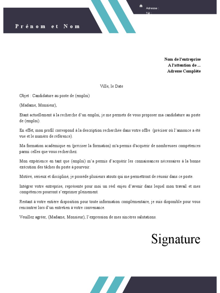 Candidature à un poste d'emploi | PDF