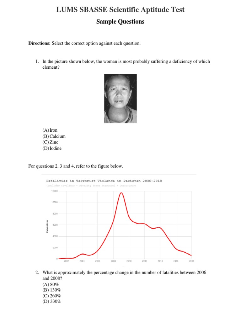 Sample Test Scientific Aptitude Test Guidelines 2022 | PDF