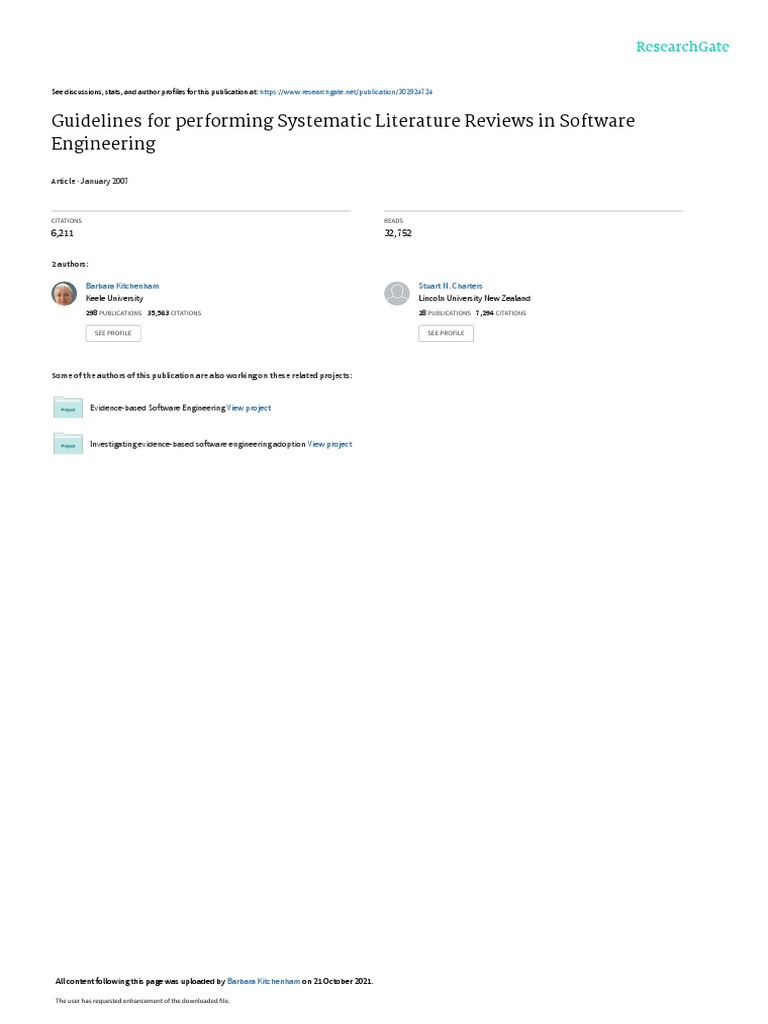 Kitchenham 2007systematicreviews5 8 | PDF | Systematic Review | Meta ...