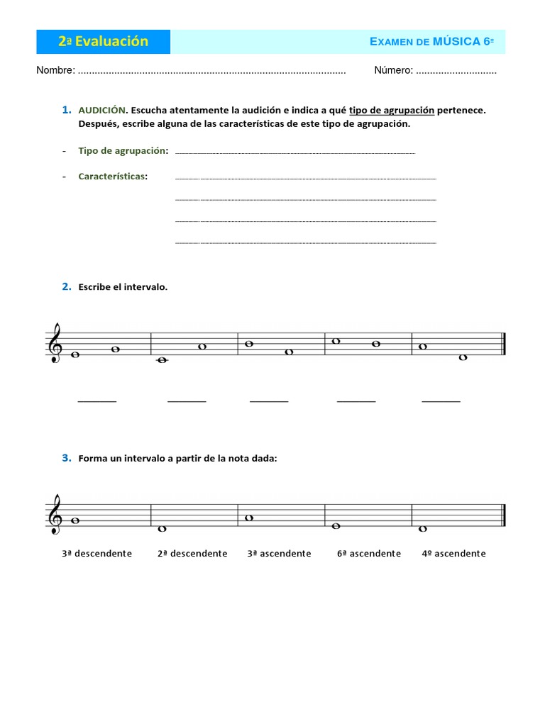 Examen Música 6º - 2 Ev | PDF | Concierto | Elementos de la música