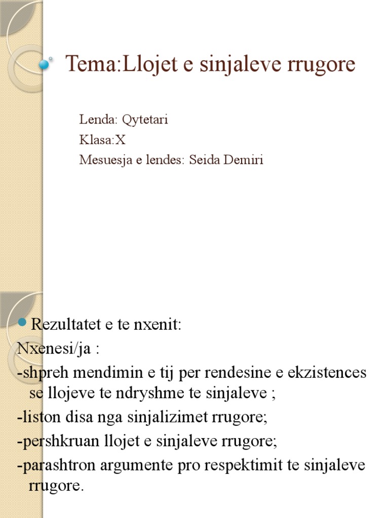 Llojet e Sinjaleve Rrugore | PDF