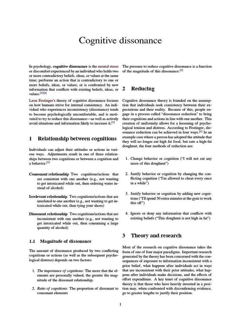 Cognitive Dissonance | PDF | Attitude (Psychology) | Cognitive Science