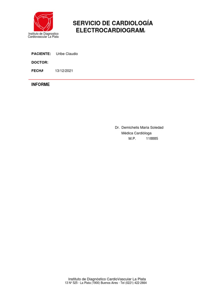 Informe de Electrocardiograma | PDF
