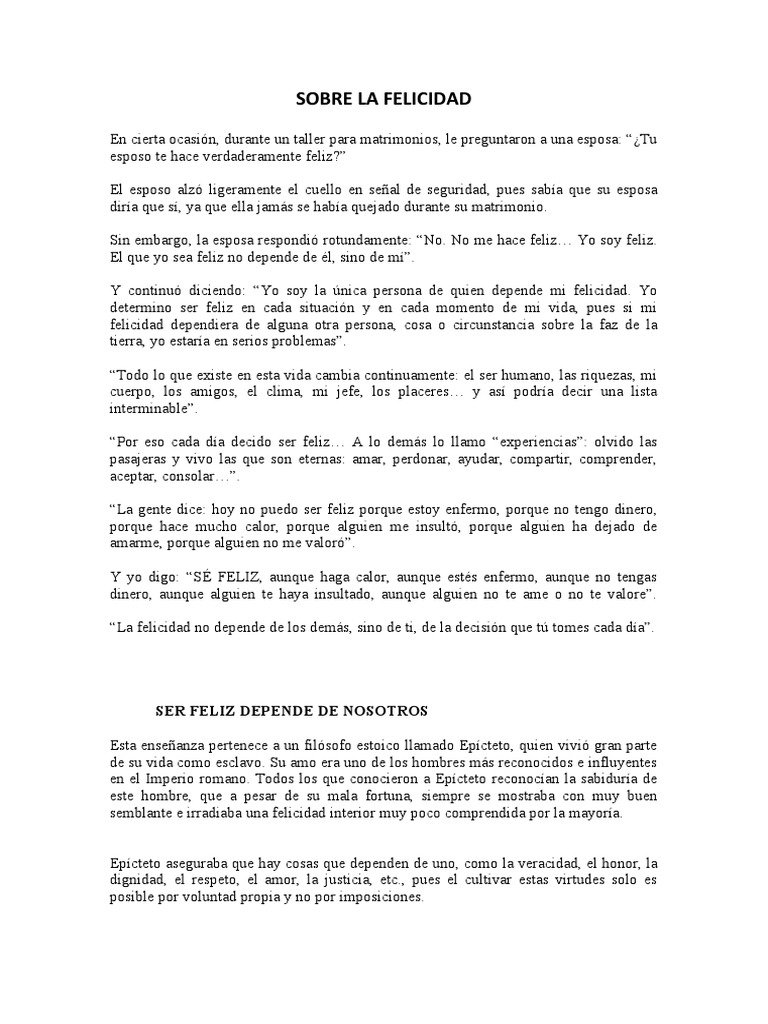 La Felicidad Depende de Ti | PDF | Felicidad | Virtud