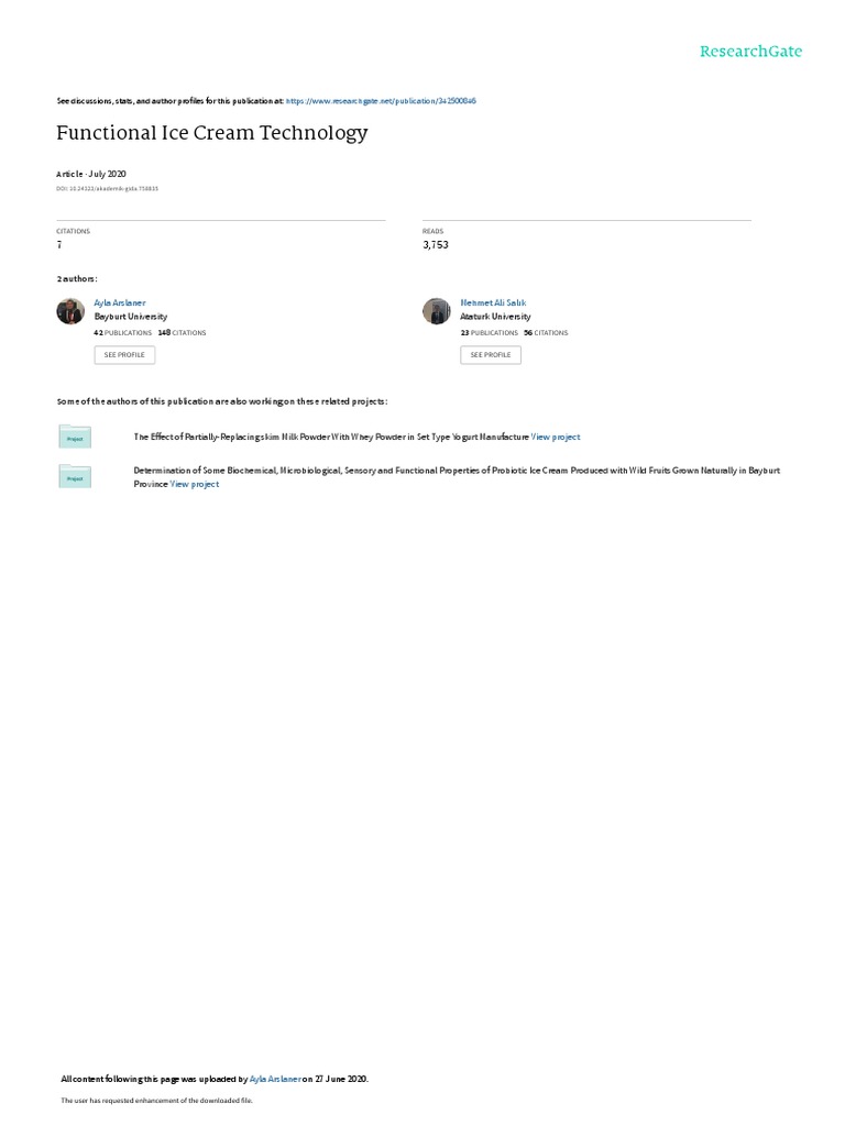 Functional Ice Cream Technology | PDF