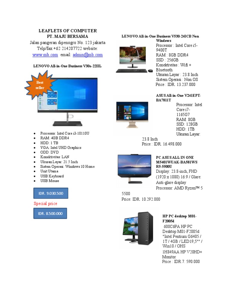 LEAFLETS OF COMPUTER (Yuni Syahra) | PDF | Desktop Computer | Intel