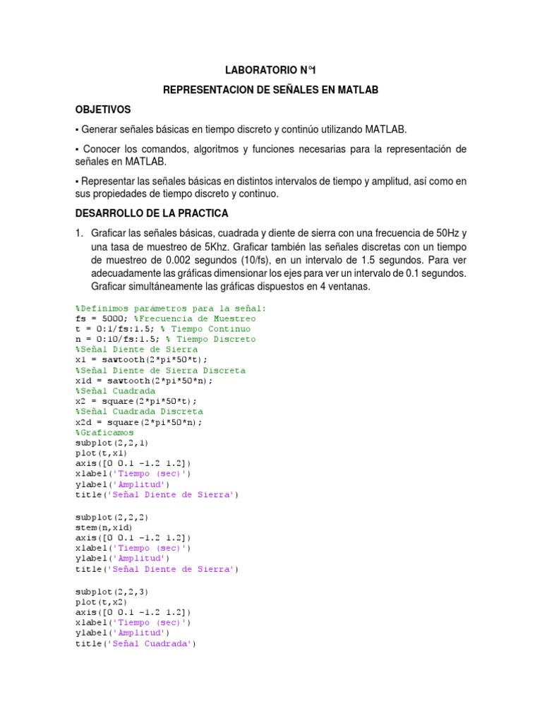 Señales en MATLAB: Guía Práctica | PDF | Algoritmos | Matemáticas Aplicadas