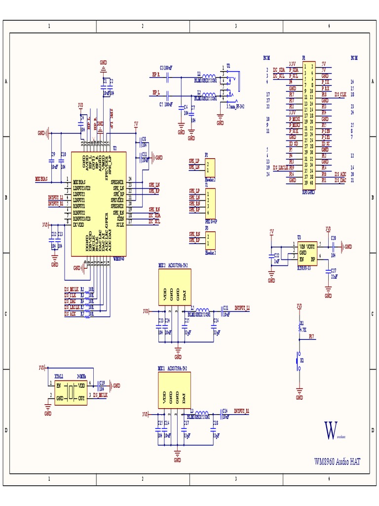 WM8960 Audio HAT Schematic | PDF