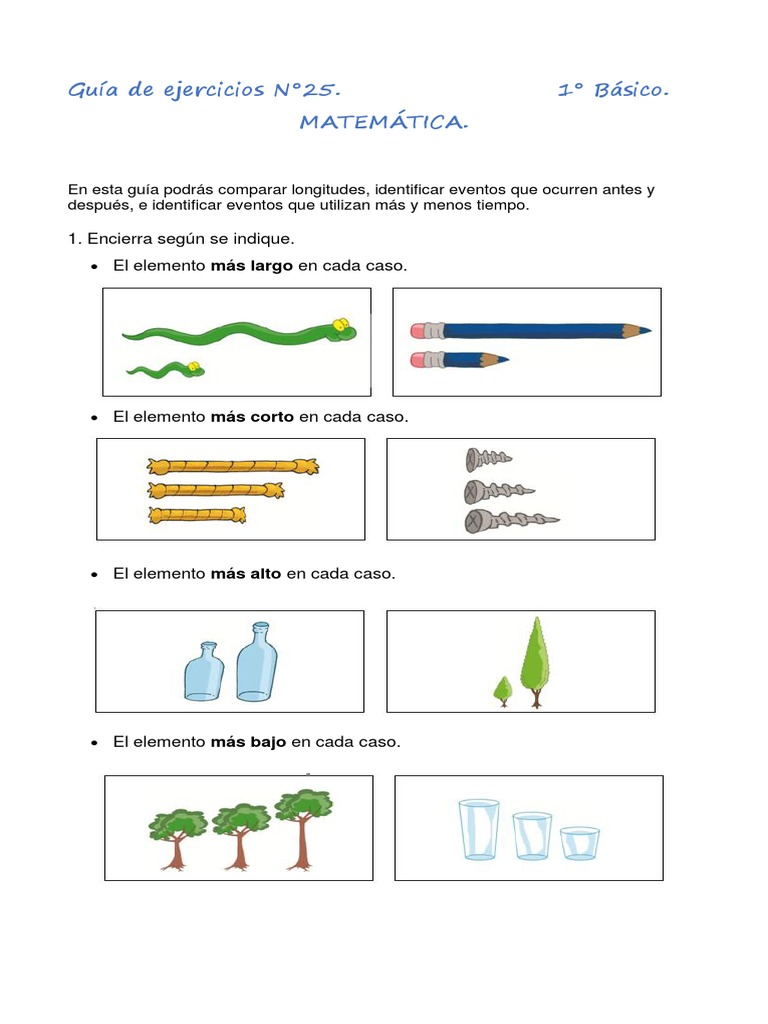 1°-Básico-Matemática-comparar Tiempo | PDF