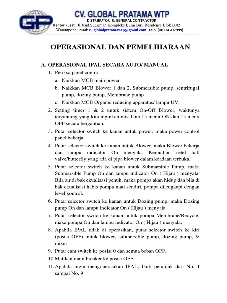 Operasional Dan Pemeliharaan | PDF | Griya & Taman | Sains & Matematika