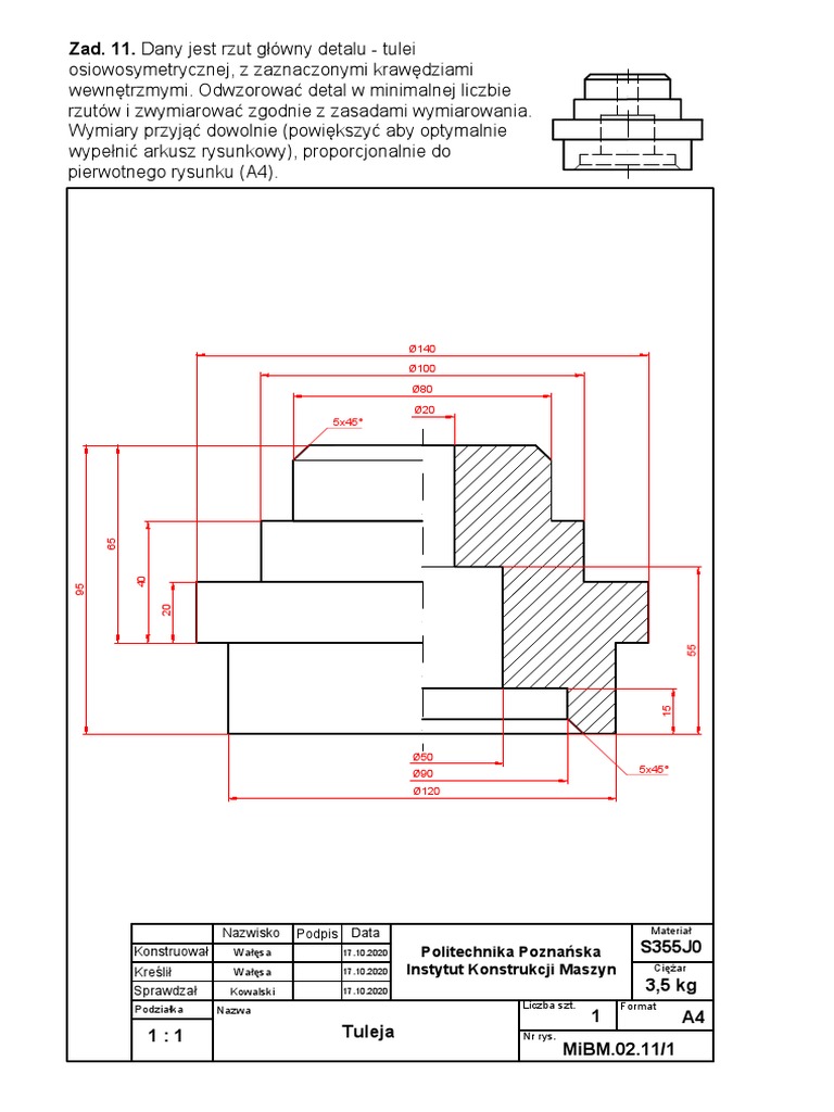 Wymiarowanie Tulei - Przykład | PDF