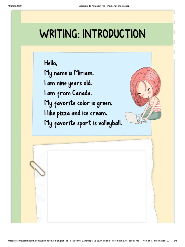 Ejercicio de All About Me - Personal Information | PDF