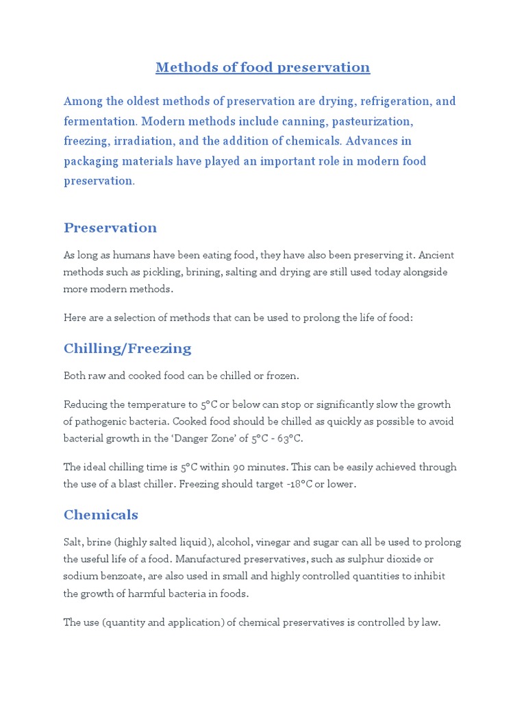 Essential Food Preservation Methods | PDF | Food Preservation ...