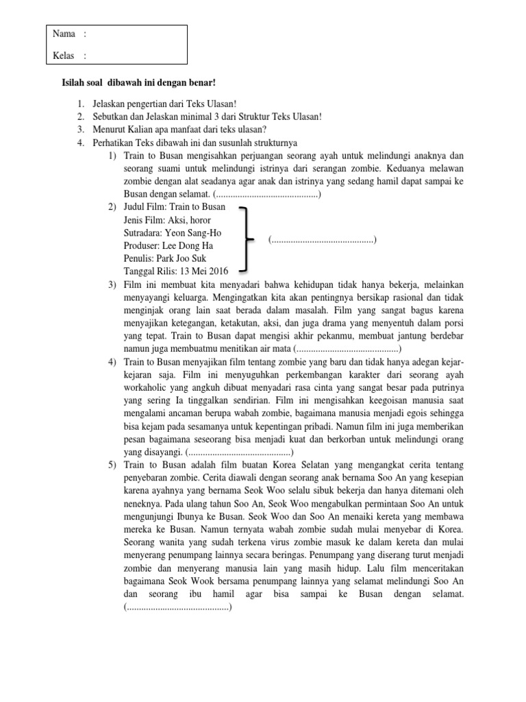 Kuis Teks Ulasan Kelas 8 | PDF | Seni | Fiksi Umum