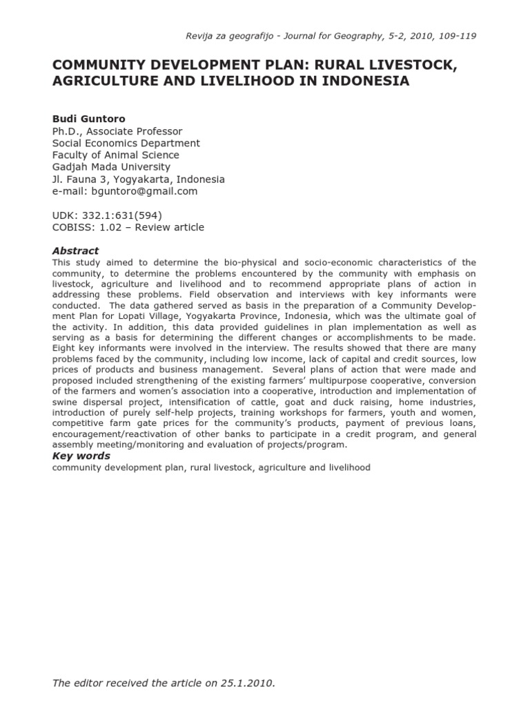 052-09 Community Development Plan | PDF | Farms | Agriculture