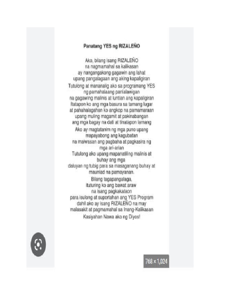 panatang yes o | PDF