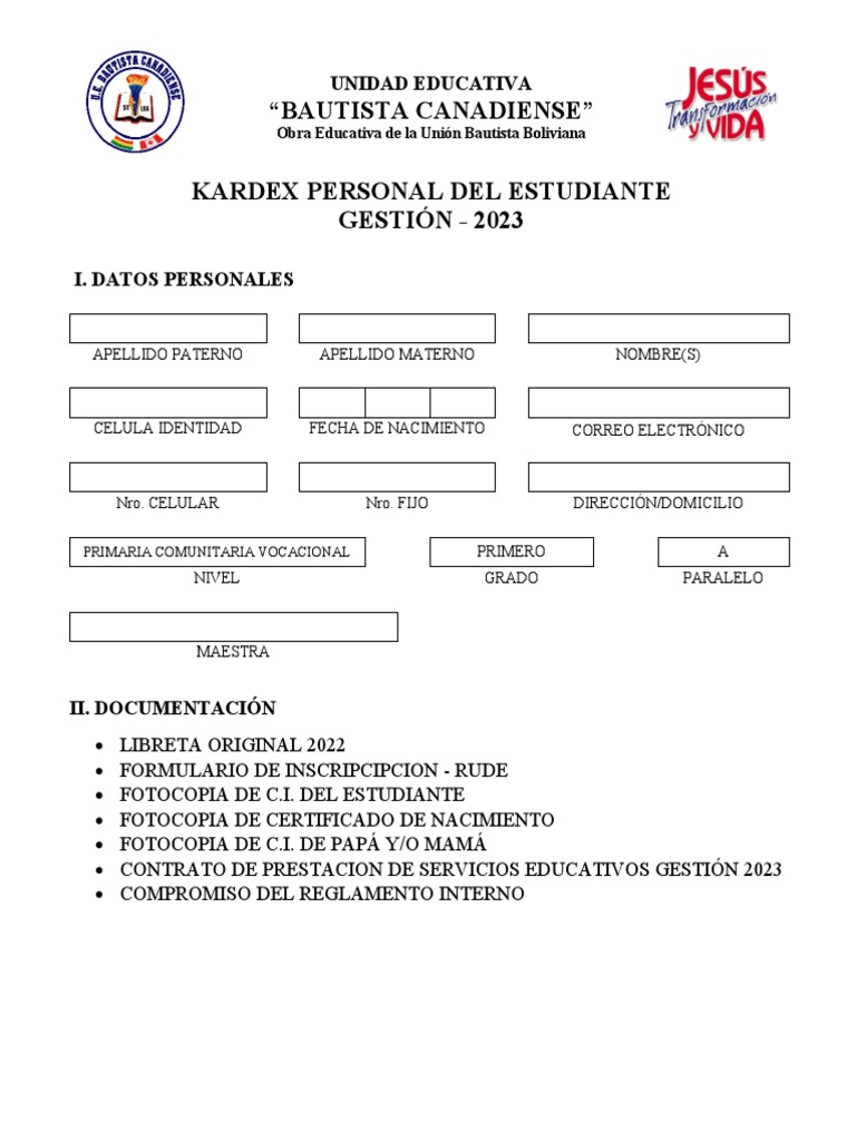 Kardex Del Estudiante Primaria | PDF | Gobierno y personalidad