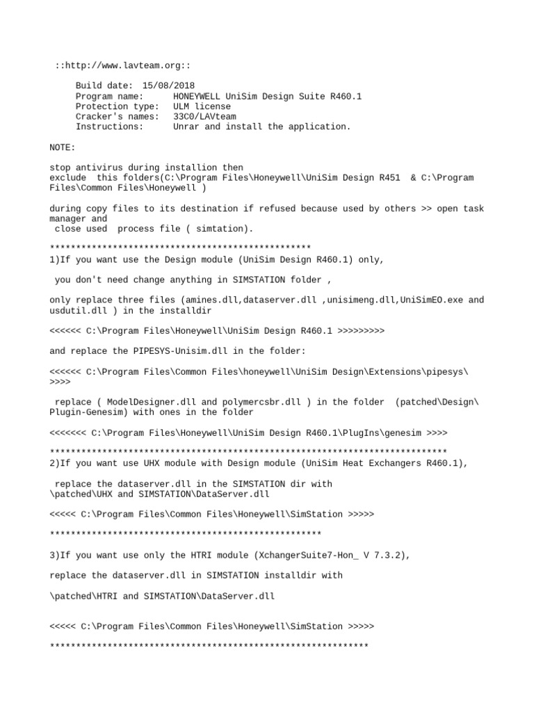 UniSim Design Suite R460.1 Installation Guide | PDF | Computer Science ...