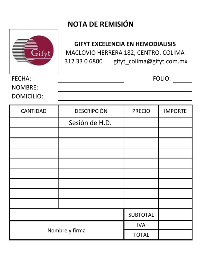 Formato Nota de Remisión | PDF