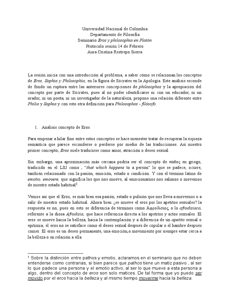 1 Protocolo 14 de Feberero Sobre Los Conceptos de Eros, Sophia y El ... 1 Protocolo 14 de Feberero Sobre Los Conceptos de Eros, Sophia y El ...