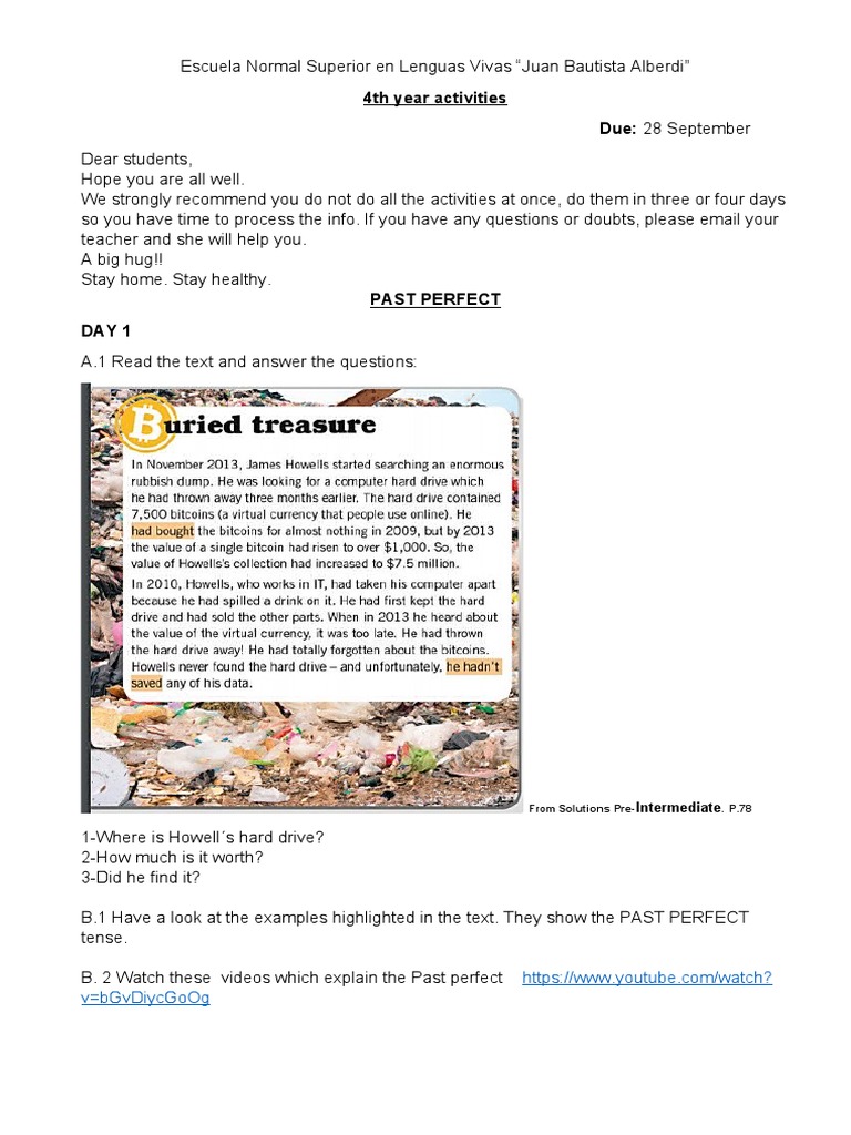 Past Perfect Activities for Students | PDF