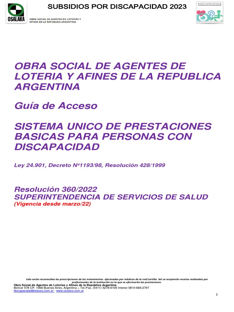 Guía completa sobre los subsidios por discapacidad de OSALARA para el año 2023 | PDF | Trabajo ...