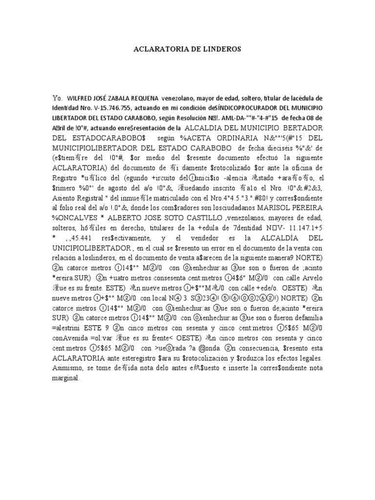 Aclaratoria de Linderos | PDF