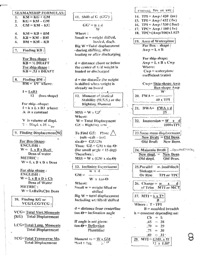 Seamanship Formula | PDF