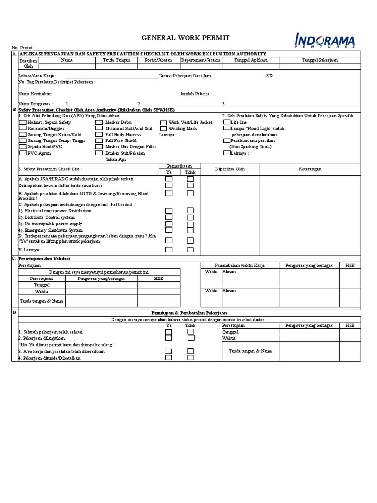 General Work Permit Permit Revisi 1 | PDF
