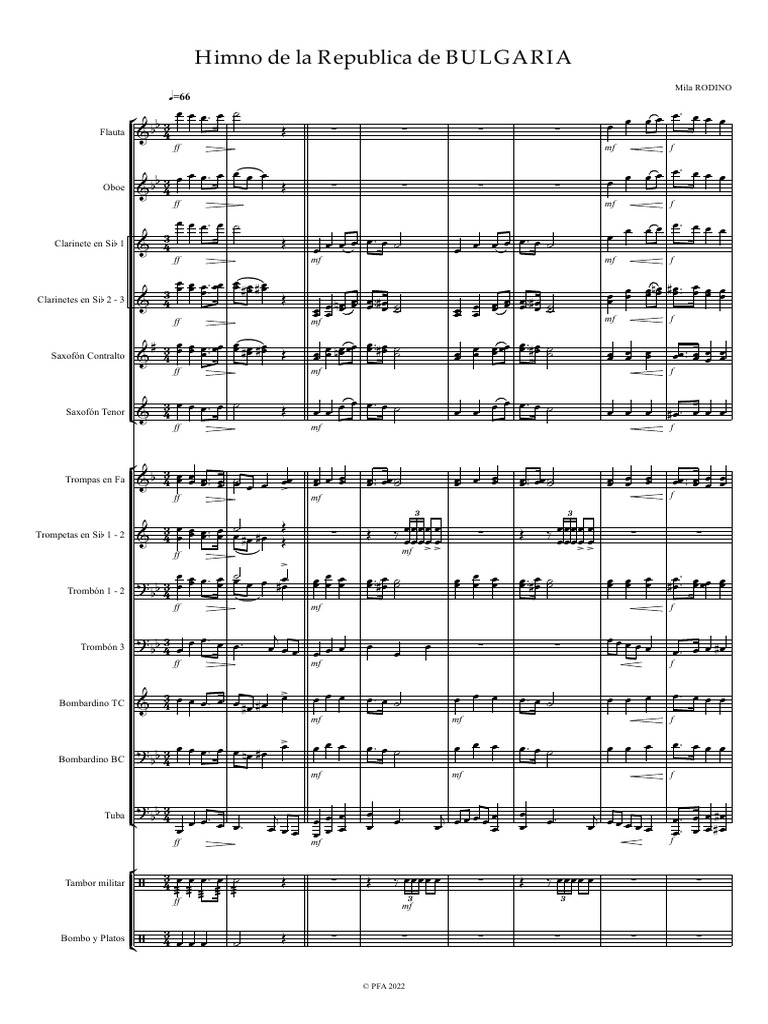 Himno de La Republica de BULGARIA - Partitura Completa | Descargar ... Himno de La Republica de BULGARIA - Partitura Completa | Descargar ...