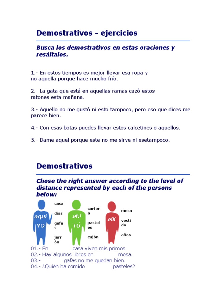 Demostrativos Ejercicios | PDF