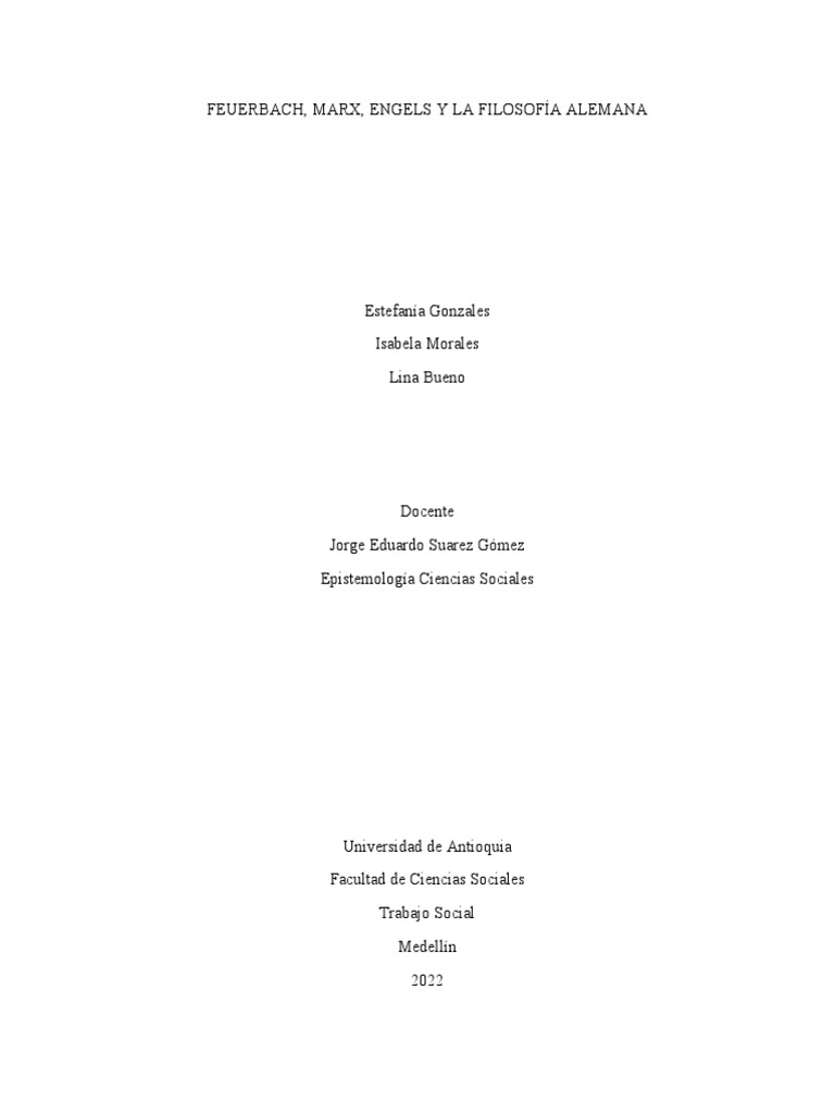 Feuerbach Marx Engels y La Filosifia Alemana | PDF | Friedrich Engels ...