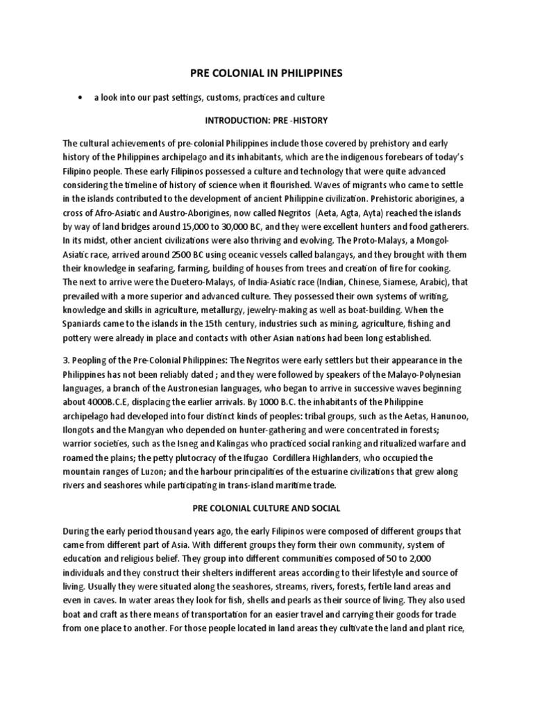 Pre Colonial in Philippines | PDF